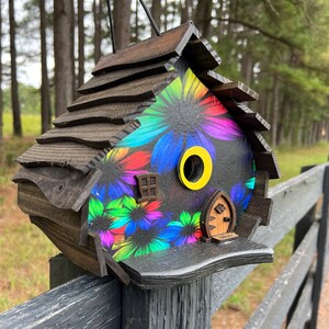 BIRDHOUSE, Flower Birdhouse, Funky Birdhouse, Crooked Birdhouse, Unique ...
