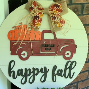 Fall Door Sign - Pumpkin Sign - Old Truck Sign - Happy Fall - Halloween ...