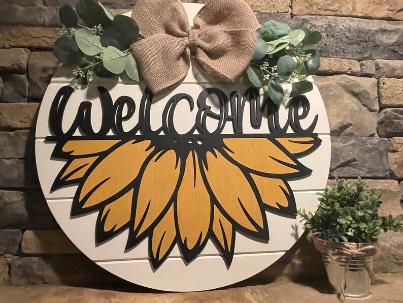 Sunflower Welcome Sign Sunflower Sign Sunflower Decor - Etsy