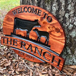 Farm Sign, Ranch Sign, Engraved Cow Sign, Welcome Sign, Farm Decor ...