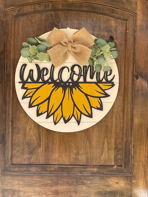 Sunflower Welcome Sign Sunflower Sign Sunflower Decor - Etsy