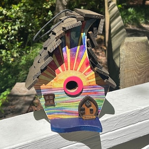 BIRDHOUSE, Funky Birdhouse, Sun Birdhouse, Unique Birdhouse, Large ...