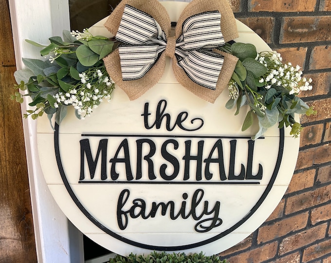 Front Door Decor | Last Name/family | Year Round Wreath | Front Door ...
