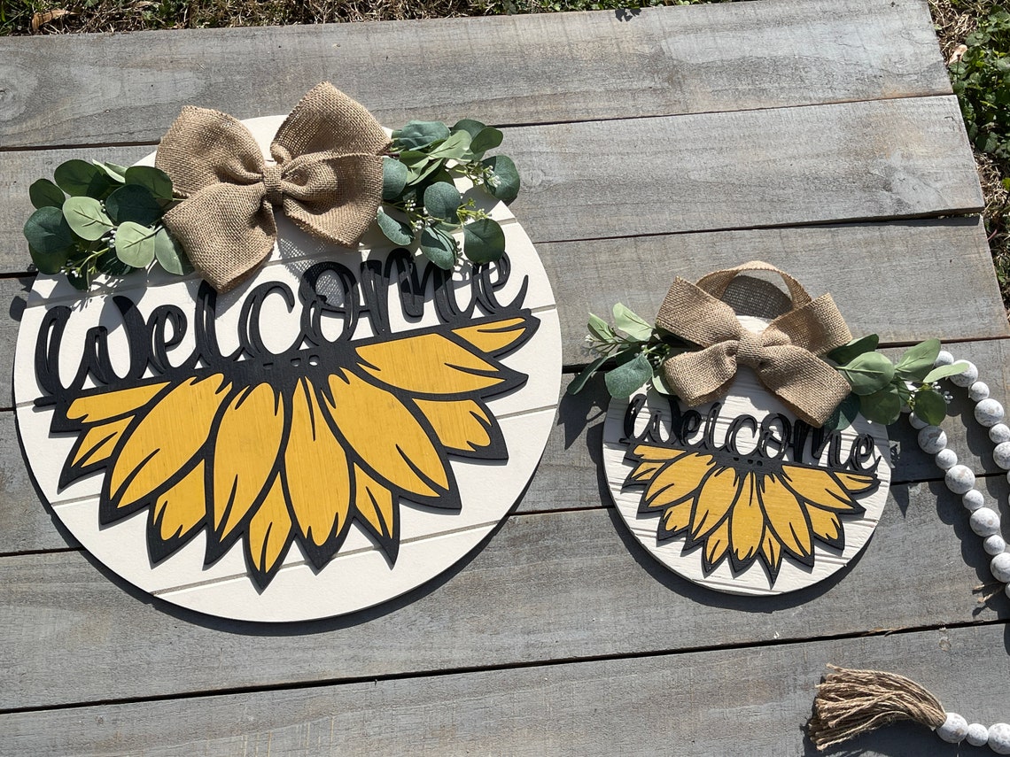 Sunflower Welcome Sign Sunflower Sign Sunflower Decor - Etsy