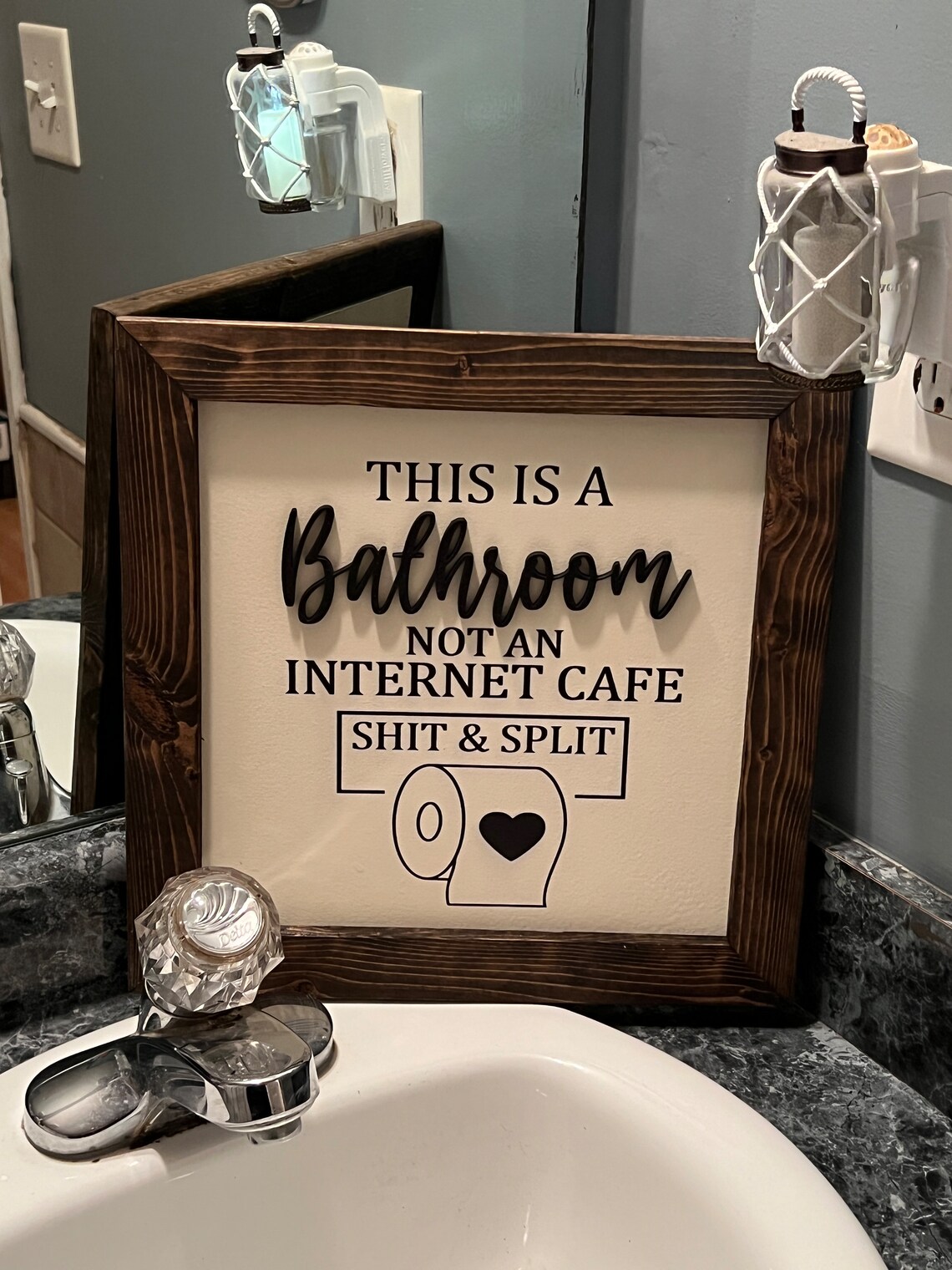 Funny Bathroom Sign, Bathroom Decor, Shit and Split Sign, Bathroom Sign ...