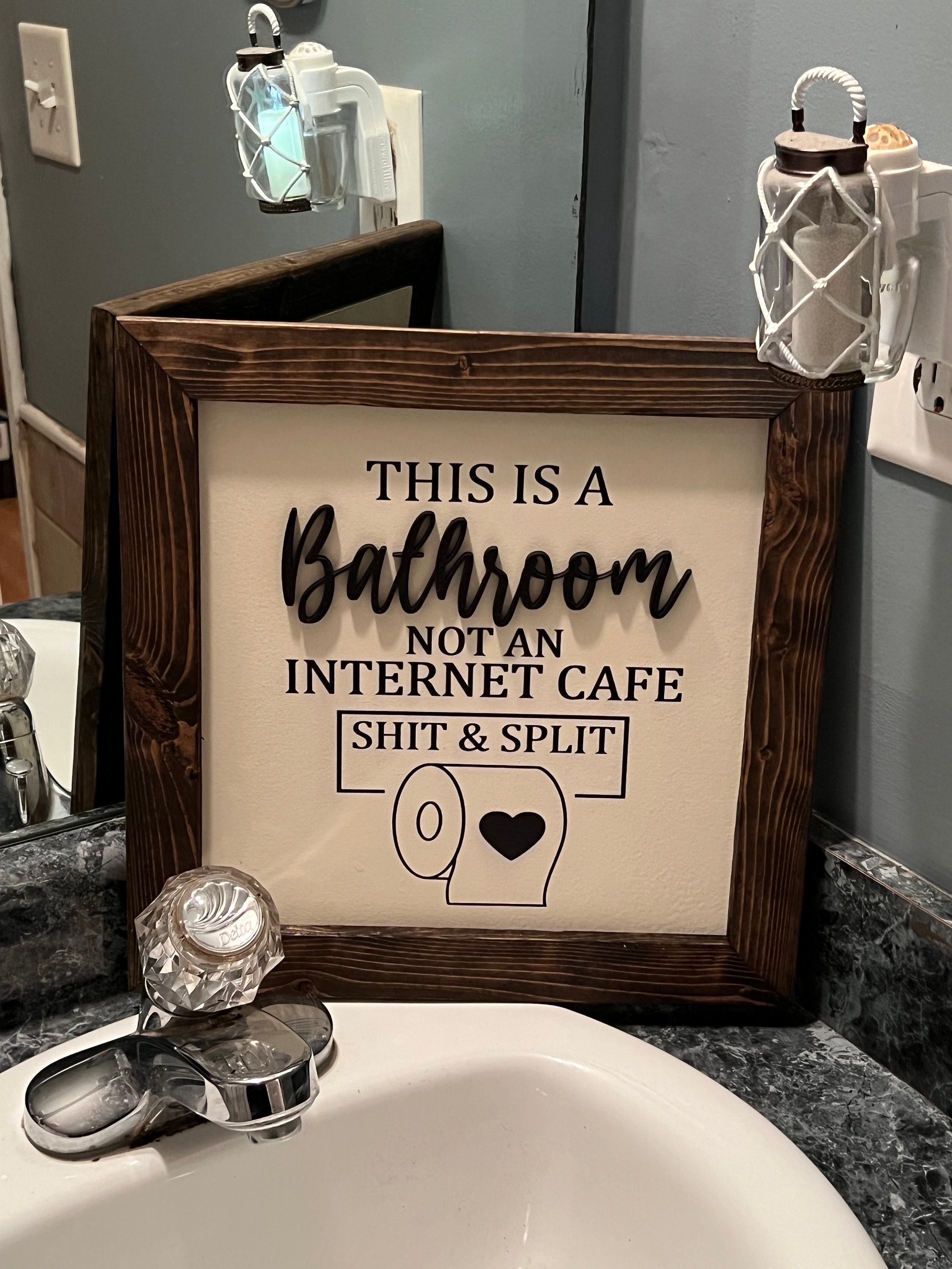 Funny Bathroom Sign, Bathroom Decor, Shit and Split Sign, Bathroom Sign ...