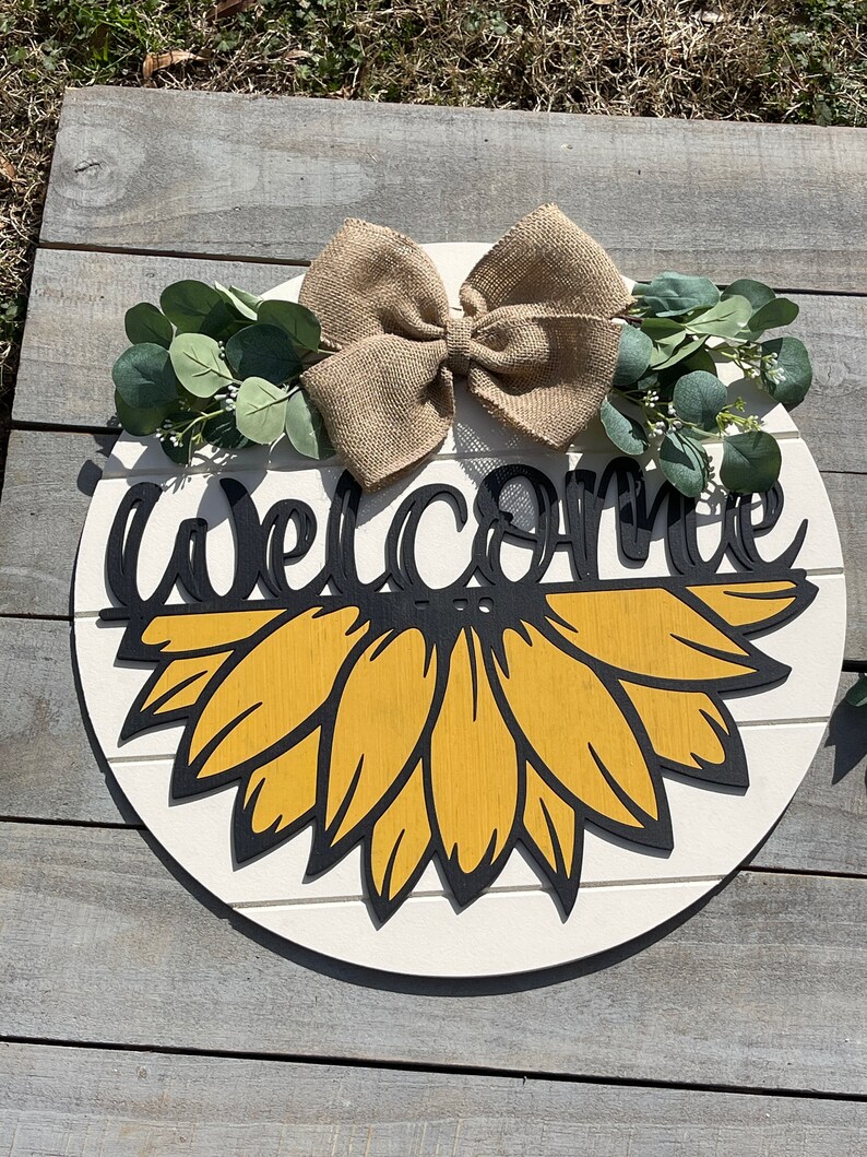 Sunflower Welcome Sign Sunflower Sign Sunflower Decor - Etsy
