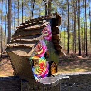 BIRDHOUSE, Funky Birdhouse, Roses Birdhouse, Unique Birdhouse, Large ...