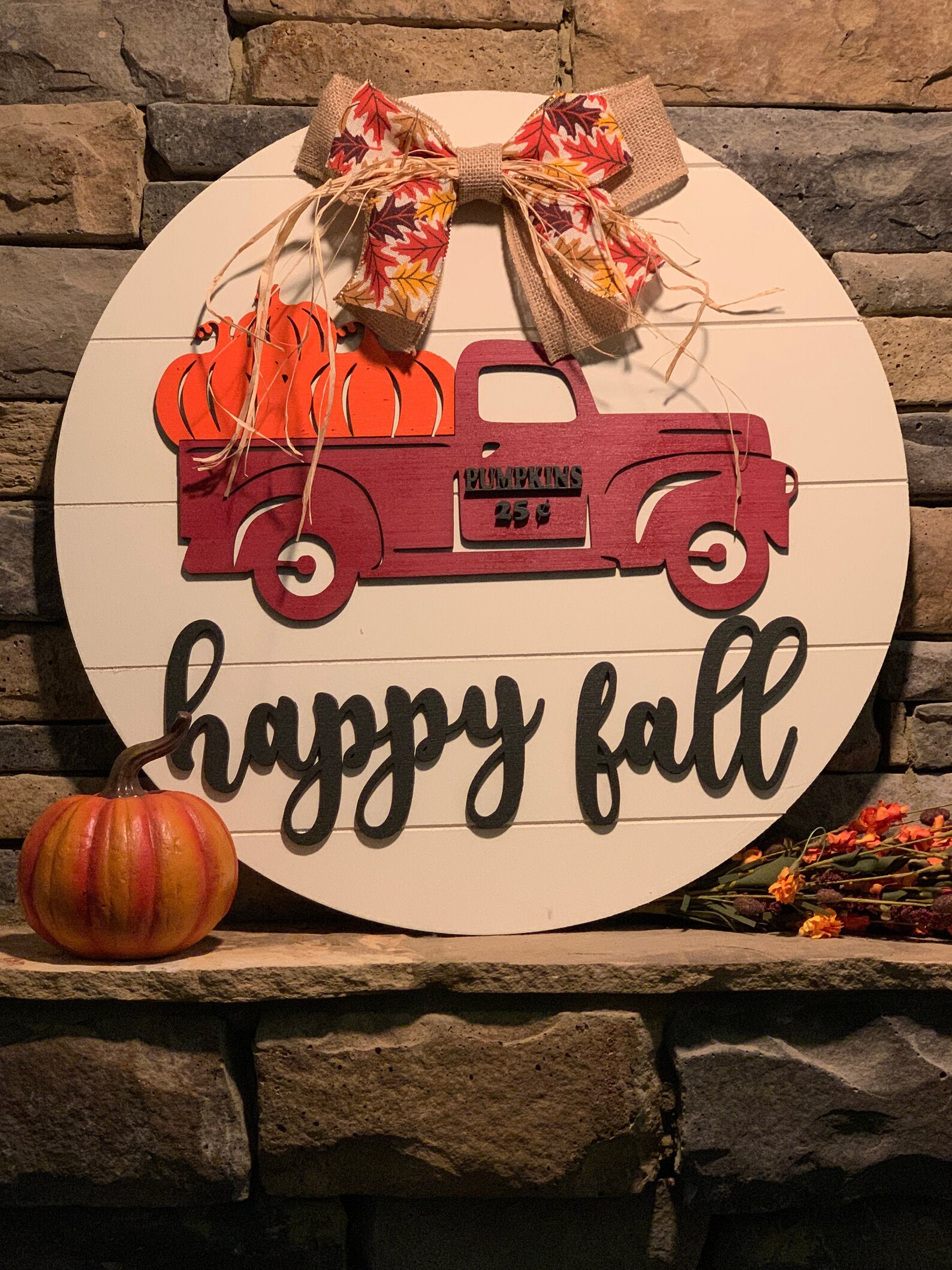 Fall Door Sign Pumpkin Sign Old Truck Sign Happy Fall | Etsy