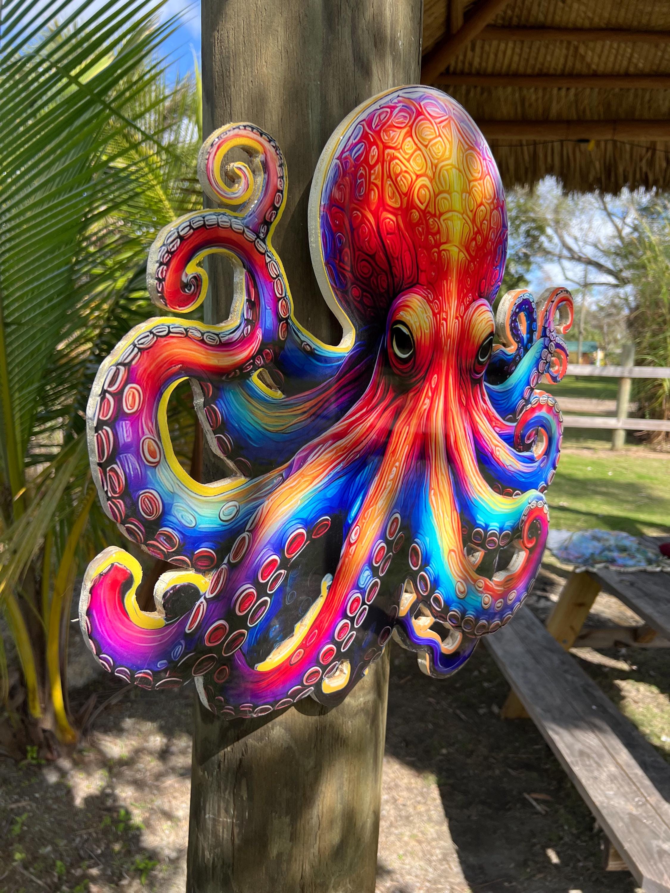 Octopus Wall Hanging, Epoxy Octopus, Coastal Wall Decor, Octopus ...