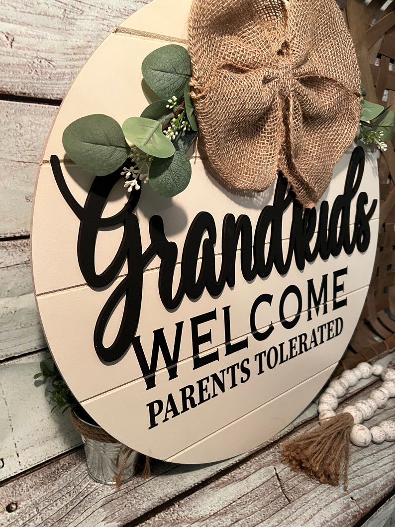 Grandkids Welcome Sign, Funny Grandparents Sign, Grandparents Door Sign ...