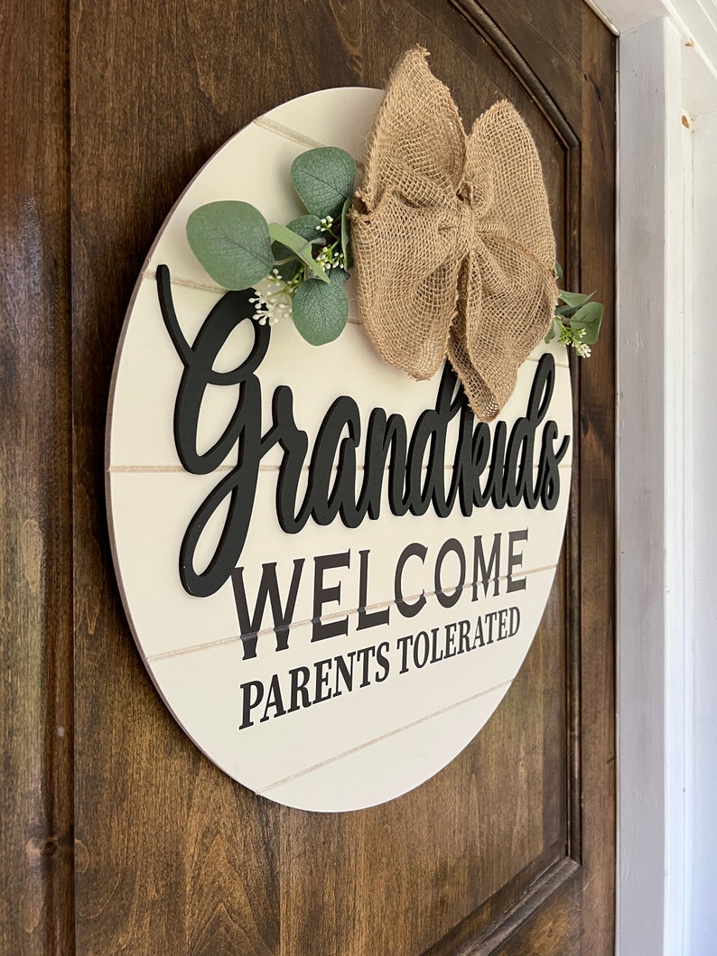 Grandkids Welcome Sign, Funny Grandparents Sign, Grandparents Door Sign ...