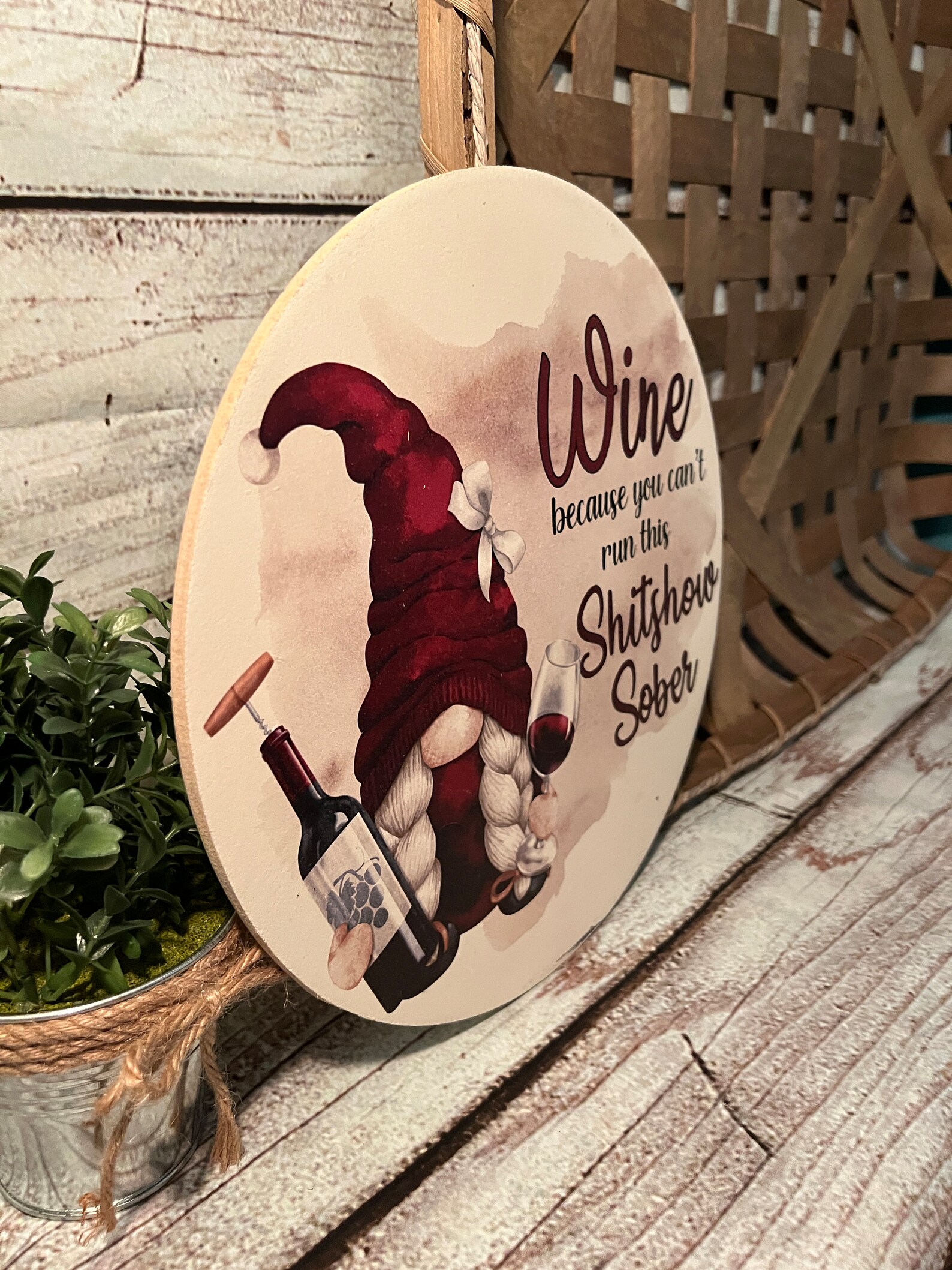 Wine Sign, Wine Decor, Funny Wine Sign, Wine Gnome, Gift for Wine Lover ...