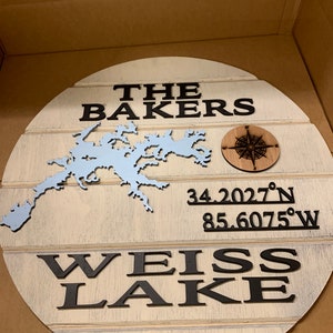 Lake Sign, Lake Map Sign, Personalized Lake Sign, Coordinates Lake Sign ...