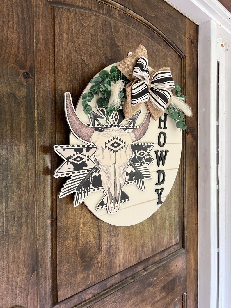 Western Steerhead Aztec Sign, Aztec Door Sign, Western Door Sign, Howdy ...