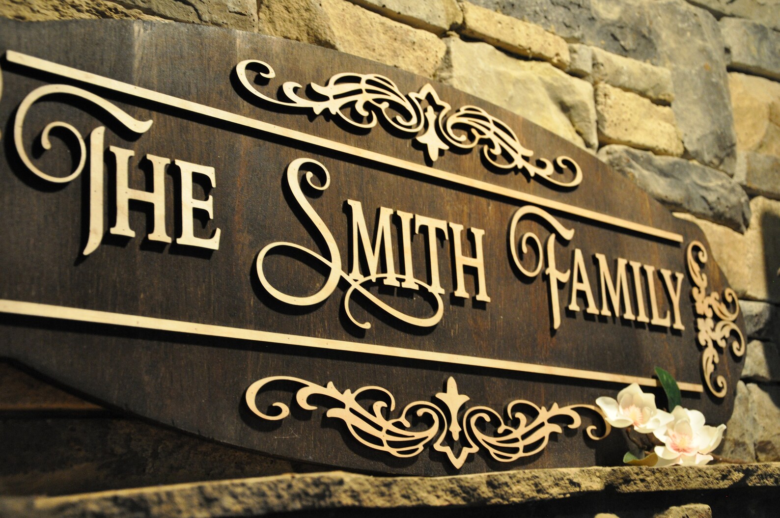 Last Name Sign Custom Wood Sign Fancy Name Sign Wood Etsy