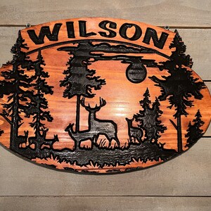Engraved Rustic Name Sign, Deer Sign, Hunting Sign, Family Name Sign ...