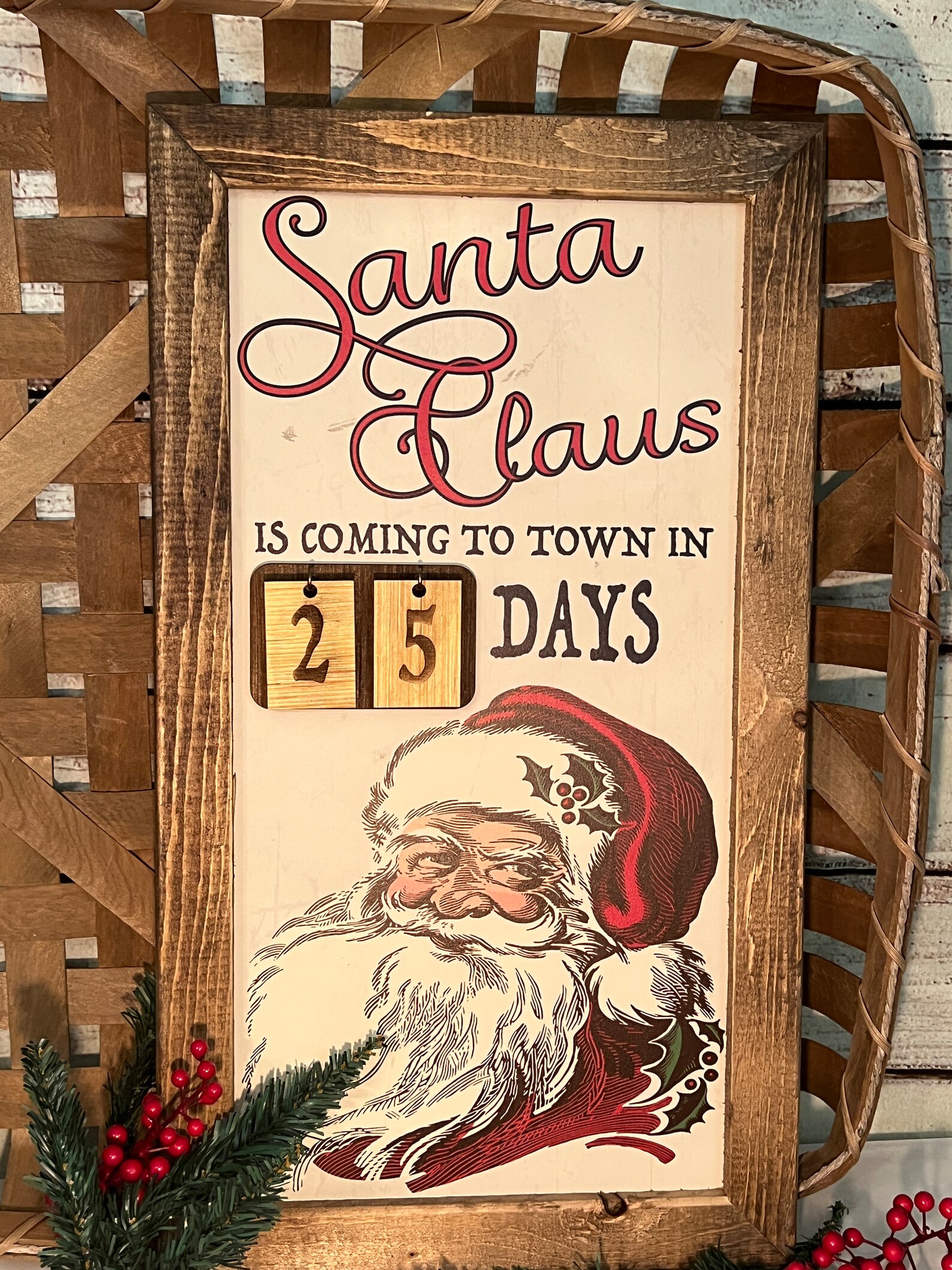 Christmas Countdown Santa Countdown Advent Calendar Holiday - Etsy