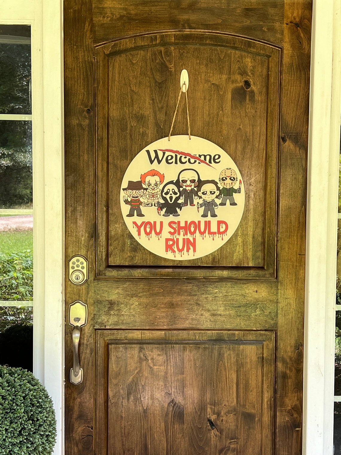 Horror Characters Door Sign, Halloween Door Hanger, Halloween Welcome ...