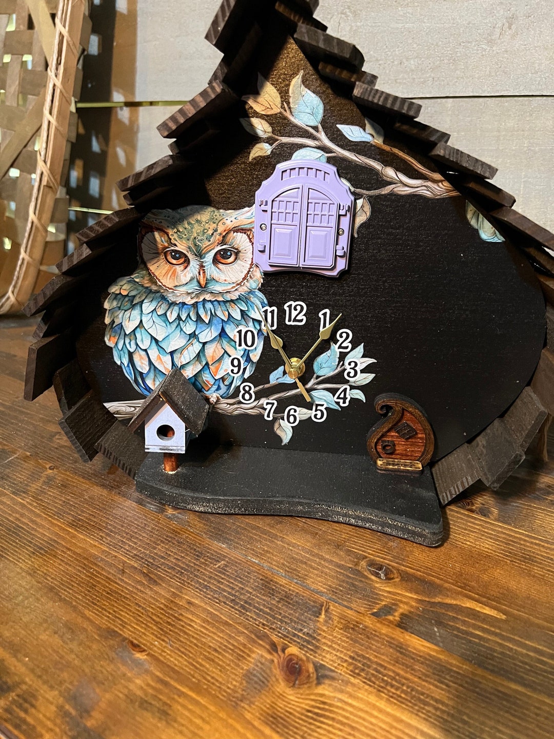 Cuckoo Clock, Unique Cuckoo Clock, Owl Decor, Clock, Unique Shaped ...