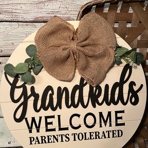 Grandkids Welcome Sign, Funny Grandparents Sign, Grandparents Door Sign ...