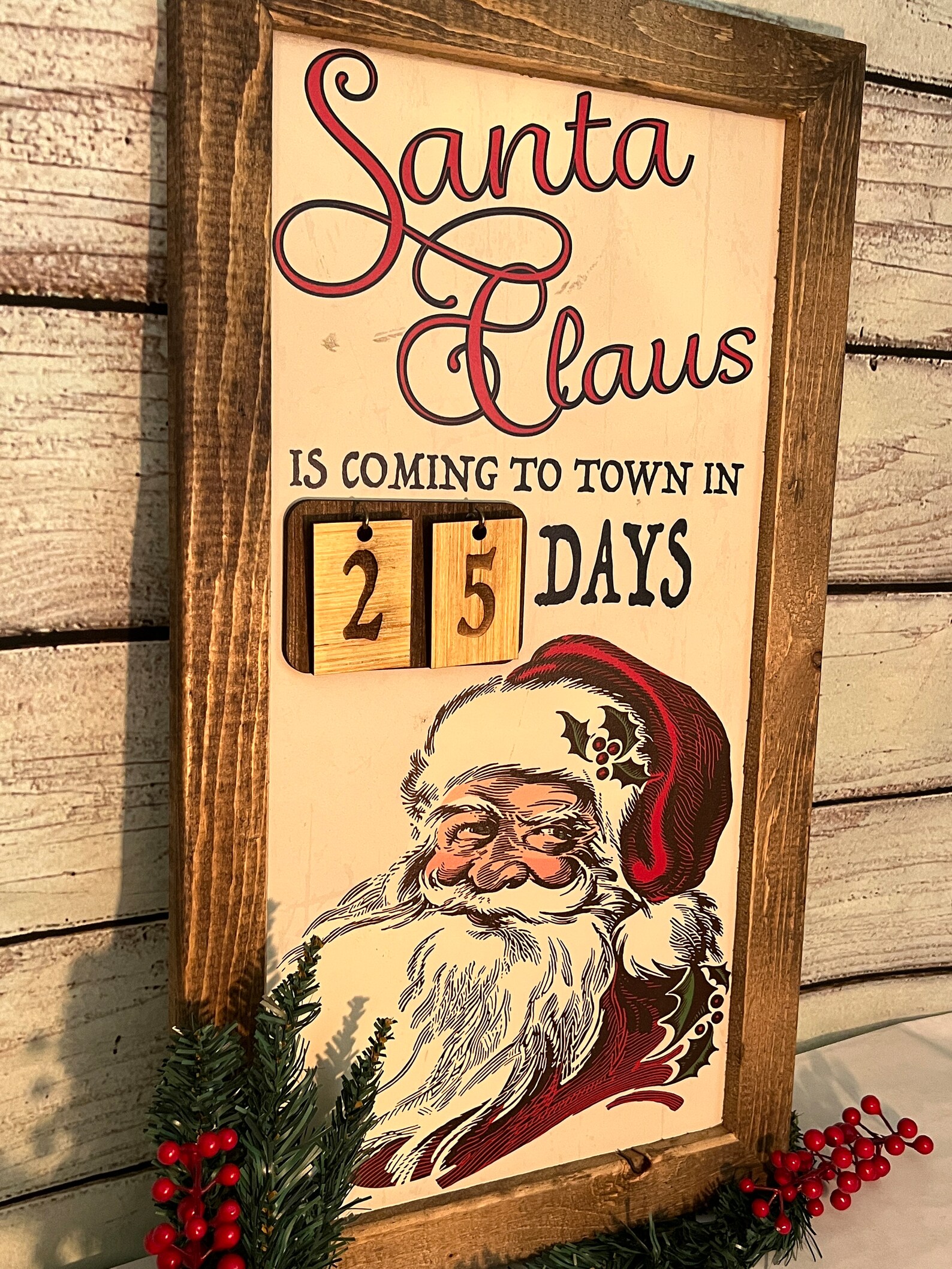 Christmas Countdown Santa Countdown Advent Calendar Holiday - Etsy