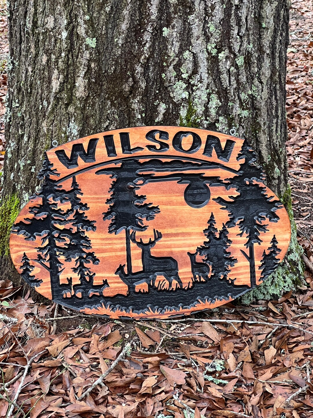 Engraved Rustic Name Sign, Deer Sign, Hunting Sign, Family Name Sign ...