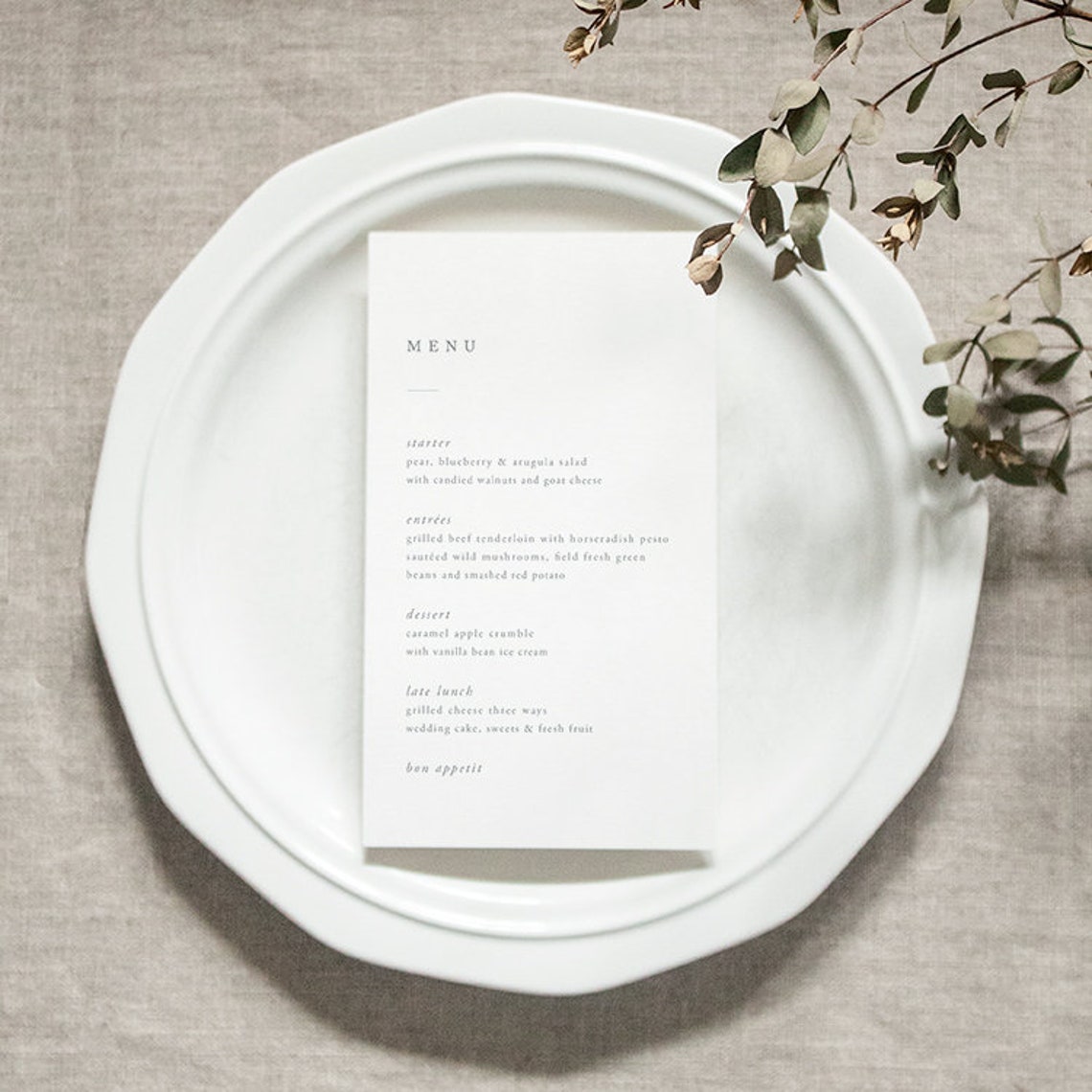 Laurel Menu Wedding Bridal Baby Shower Event Cards - Etsy
