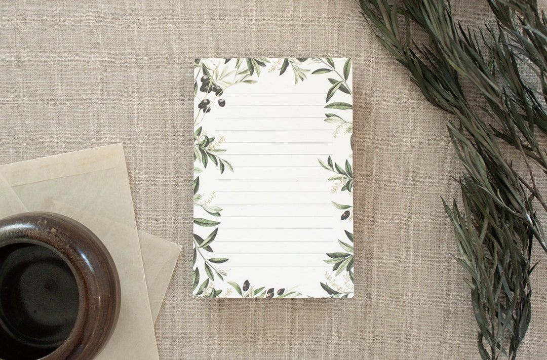 Olive List Notepad | Modern Vintage Inspired Stationery - Etsy