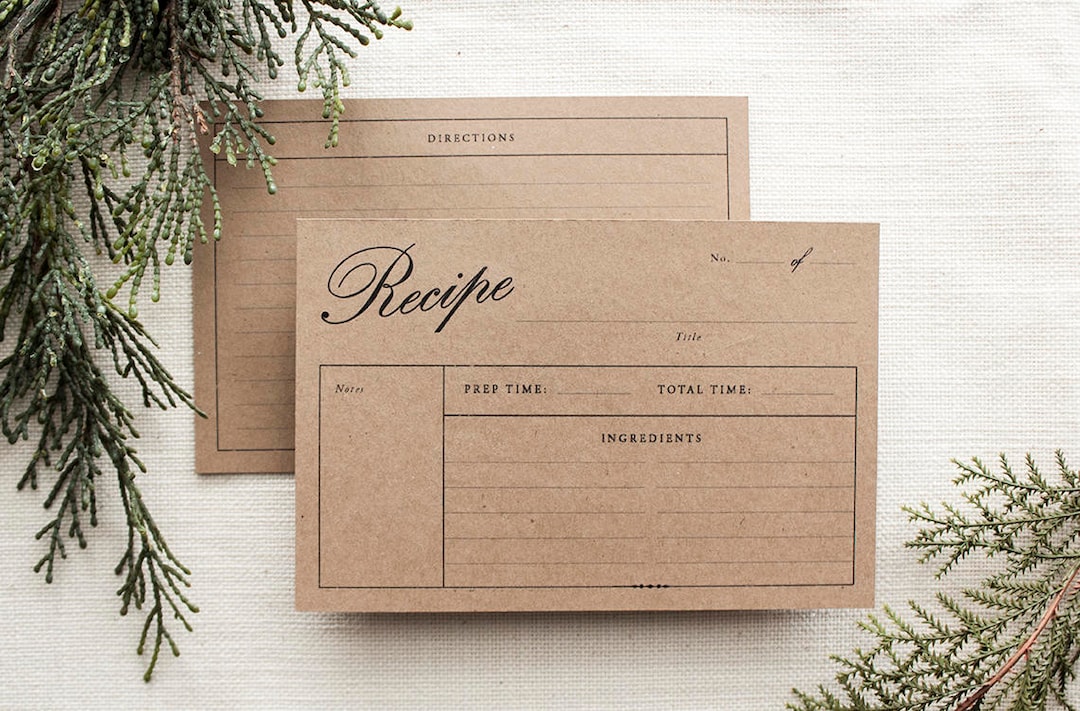 Recipe Card Double-sided Template Printable - Horizontal | Digital ...