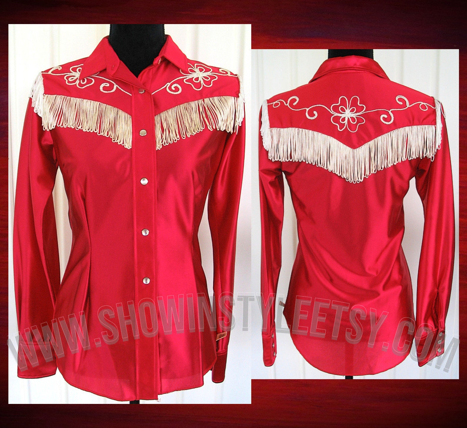 H Bar C, California Ranchwear Vintage Western Cowgirl Shirt, True Red ...