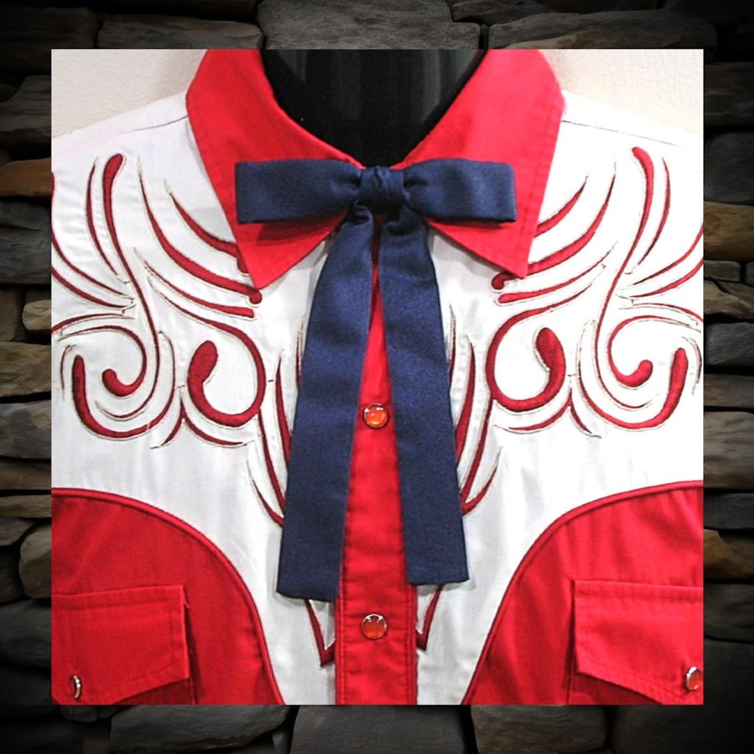 String Tie for Western Shirts, Dark Blue Tie for Rodeo and Square Dance ...