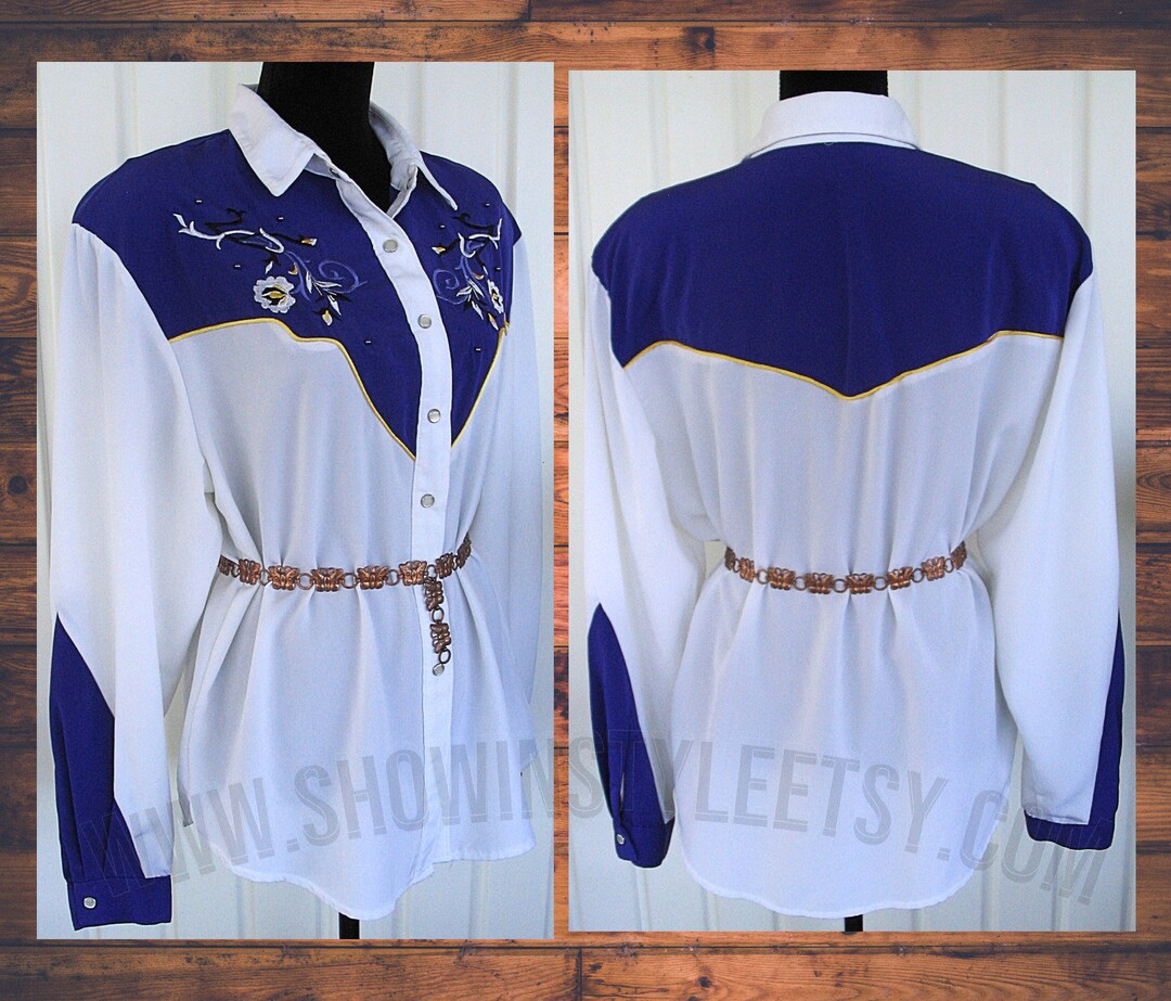 Vintage Retro Women's Cowgirl Shirt by 1849 Authentic Ranchwear, White ...
