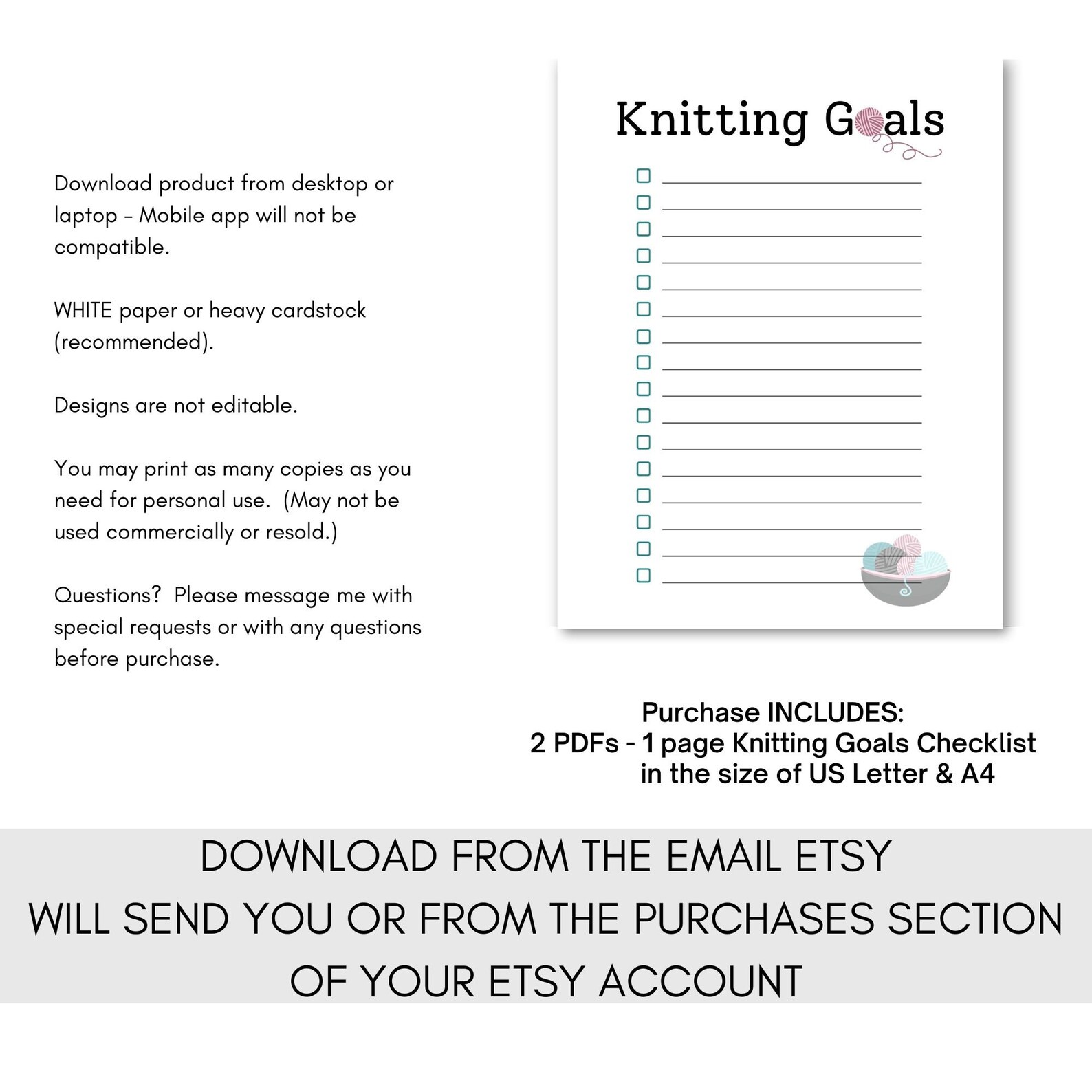 Knitting to Do List Goal Tracker Knitting Printable Project Tracker ...