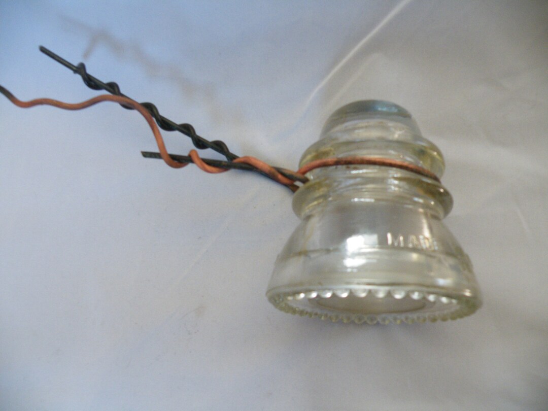 Glass Insulator With Electrical Wire, Hemingray Insulator 42, Long ...
