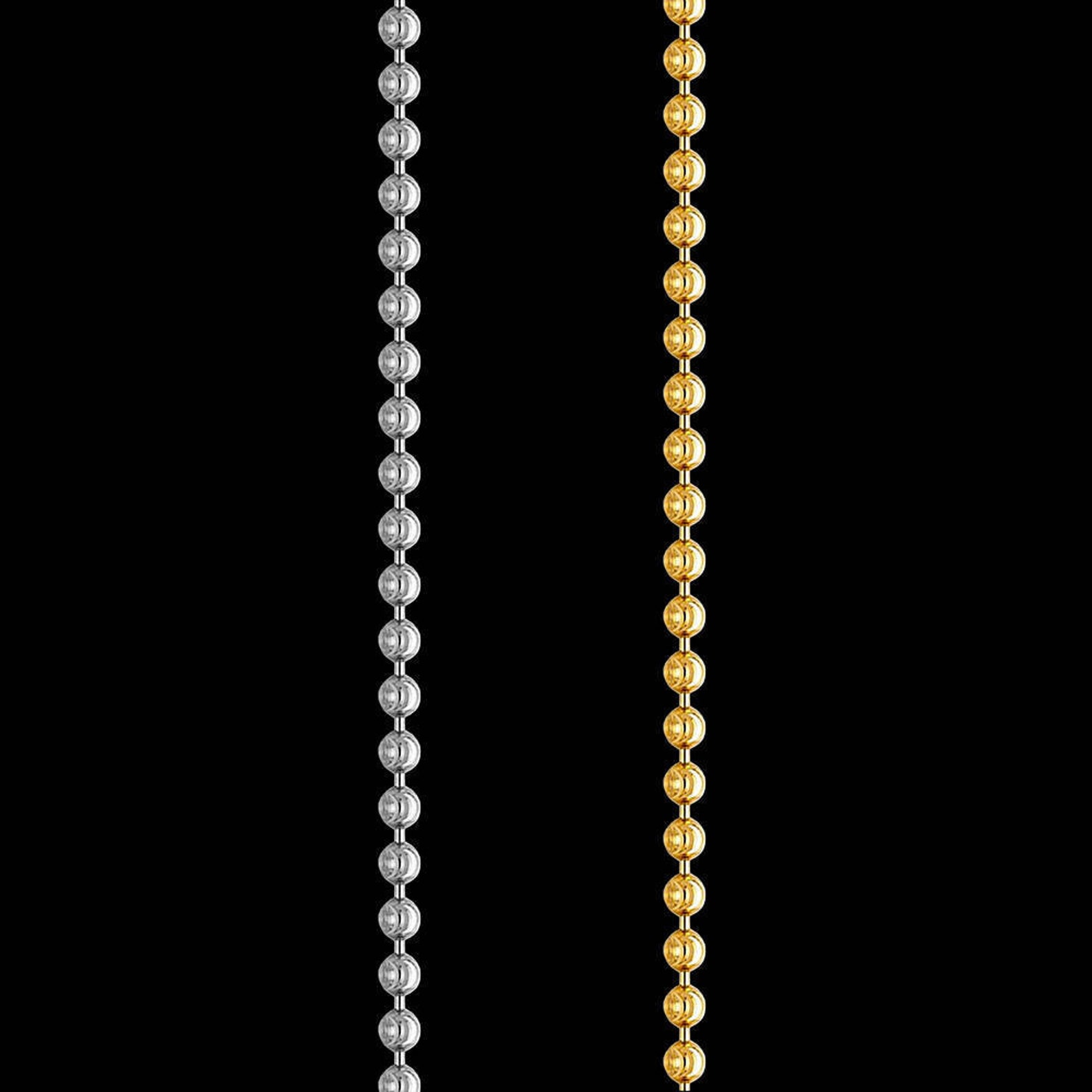 Bead Link Chain Necklace in 14k Yellow or White Gold, 1.50mm, Lobster ...