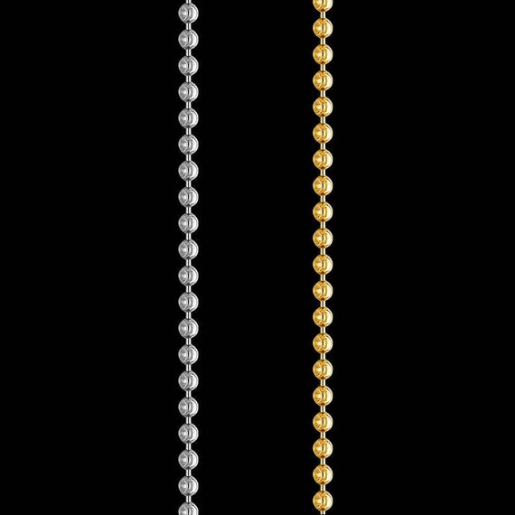 Bead Link Chain Necklace in 14k Yellow or White Gold 1.50mm | Etsy