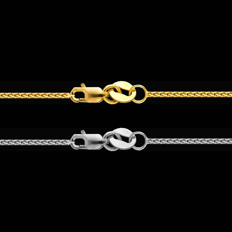 Wheat Link Chain Necklace in 14k Yellow or White Gold, 0.80mm, Lobster ...