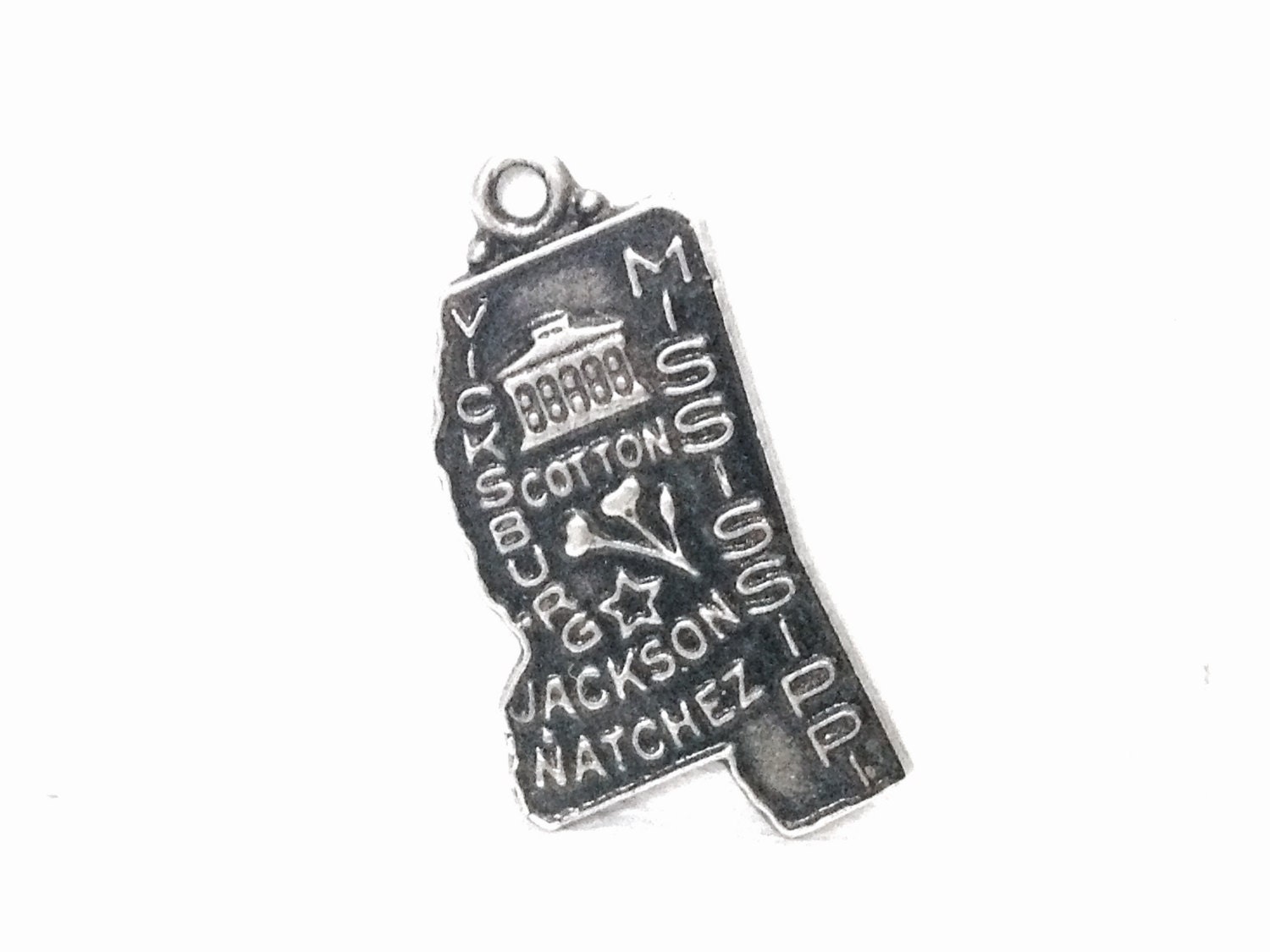 A Mid-Century MISSISSIPPI Charm - Finding / Sterling Silver, 1x.5, 1.82 ...