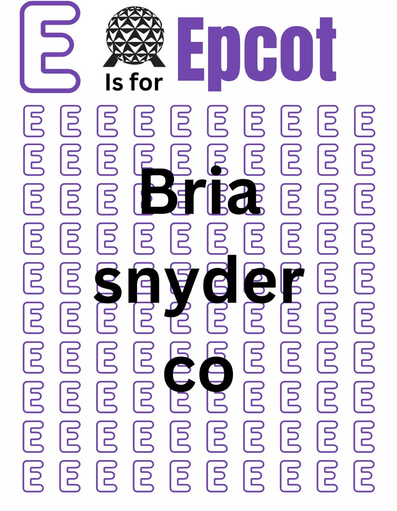 E for Epcot Saving Challenge - Etsy