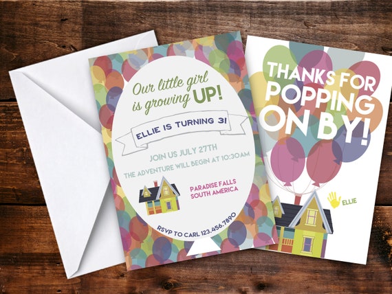 UP Themed Birthday Party Invitation and Thank You Cards | Etsy