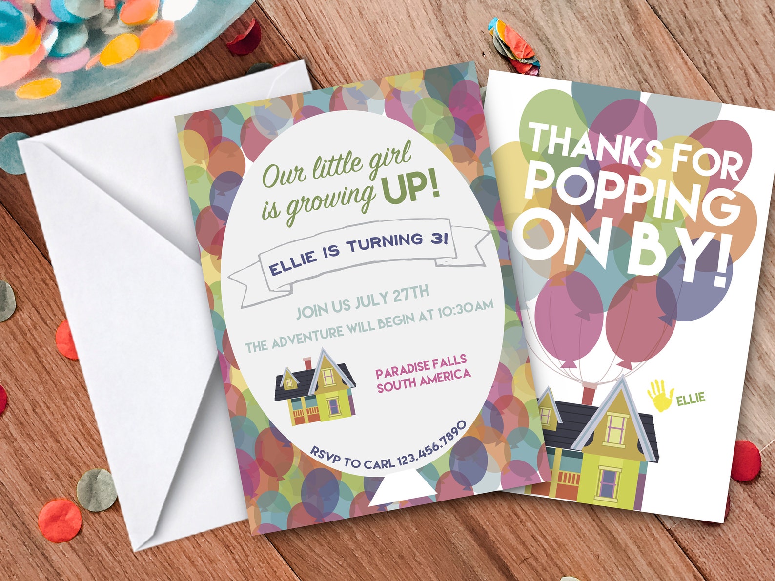 UP Themed Birthday Party Invitation and Thank You Cards - Etsy