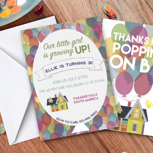 UP Themed Birthday Party Invitation and Thank You Cards - Etsy