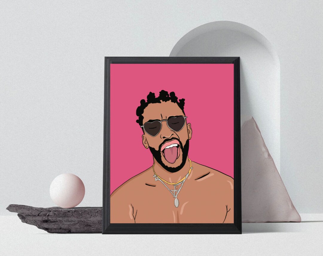 Bad Bunny Illustration Portrait/el Conejo Malo/bad Bunny Portrait Print ...
