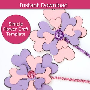 Spring Flower Craft Template, Printable Kids Craft, Easy Flower ...