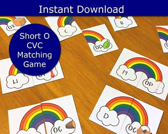 Rainbow CVC Words Matching Game for Homeschool Preschool | Etsy