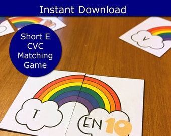 Rainbow CVC Words Matching Game for Homeschool Preschool | Etsy