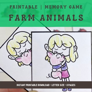 Farm Animal Matching Game. Printable Memory Game for Farm Themes. Great ...