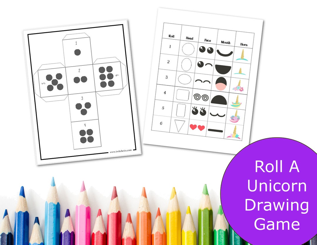 Unicorn Game, Roll a Unicorn, Party Game, Classroom Game, Drawing ...