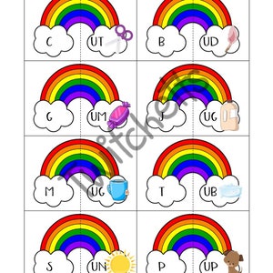 Short U Sounds Rainbow CVC Words Matching Game for Homeschooling ...